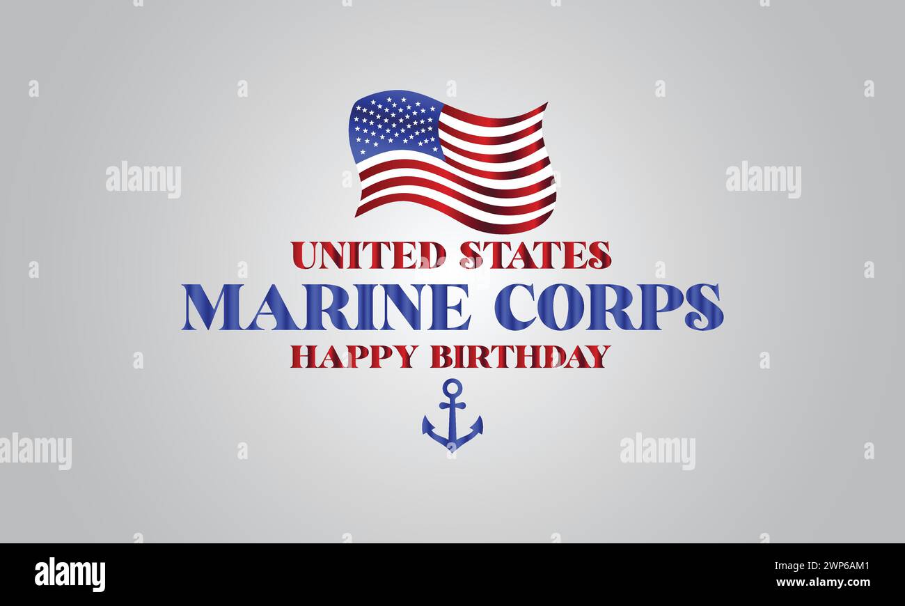 United states Marine Corps Happy Birthday Stylish text with usa flag ...