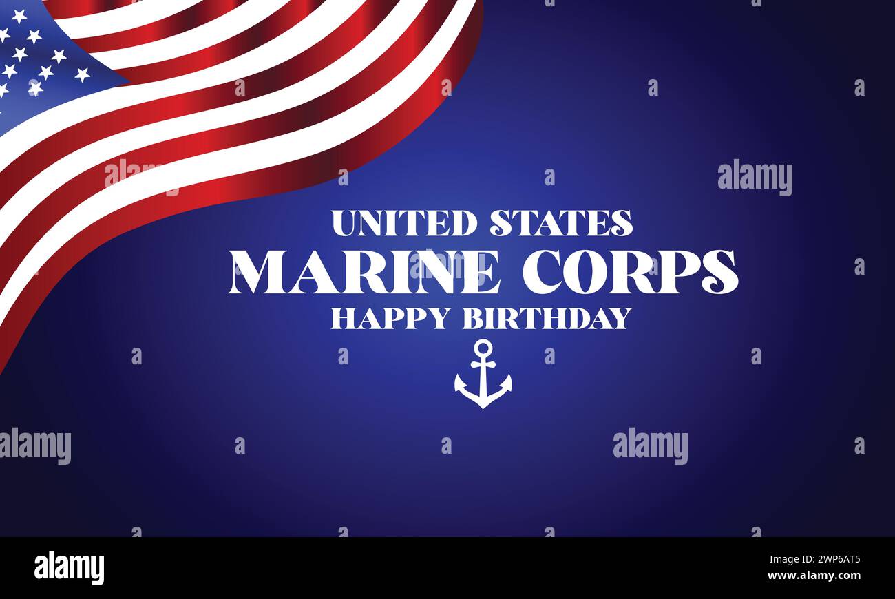 United states Marine Corps Happy Birthday Stylish text with usa flag ...