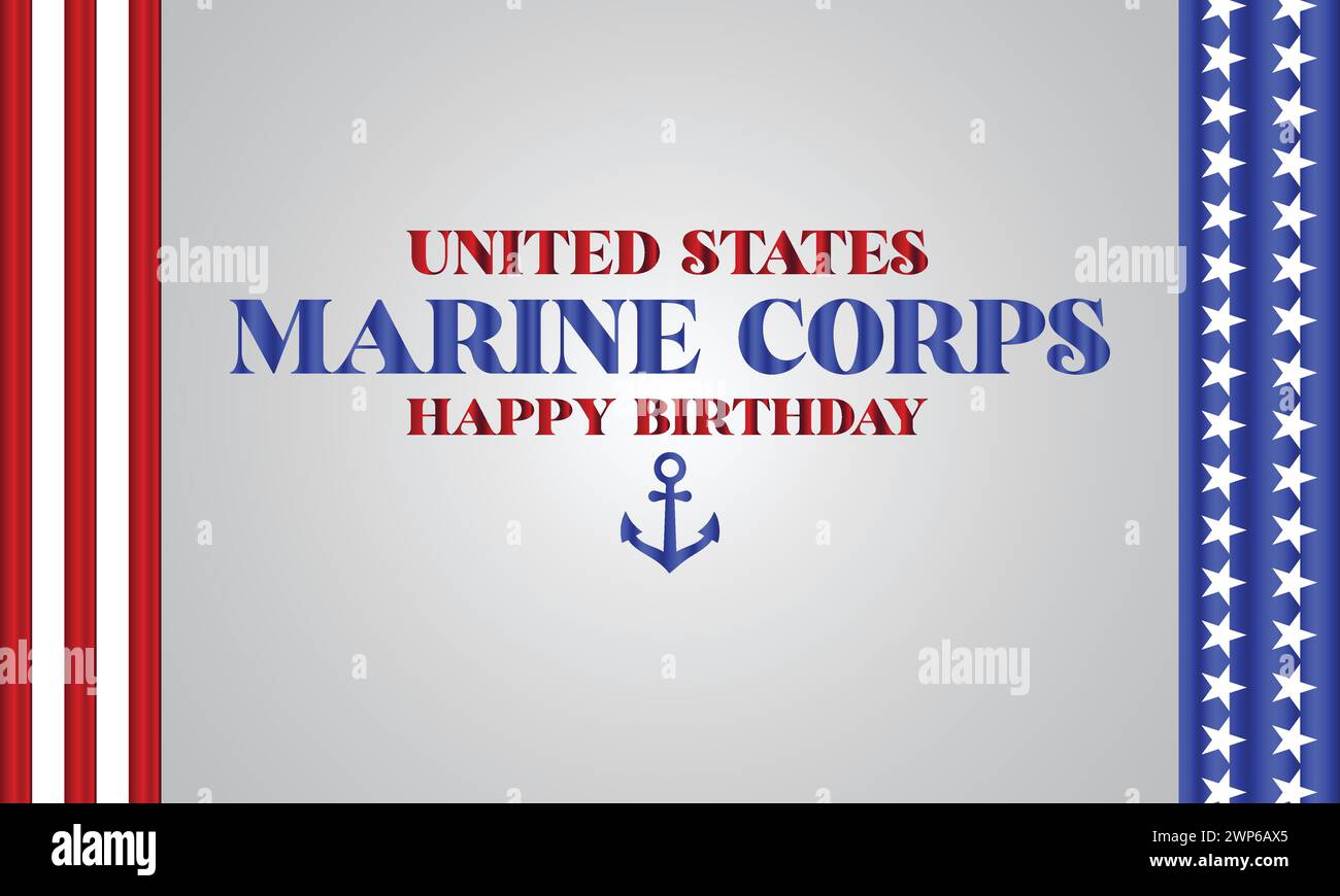 United states Marine Corps Happy Birthday Stylish text with usa flag ...