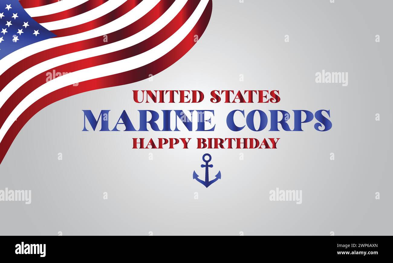 United states Marine Corps Happy Birthday Stylish text with usa flag ...