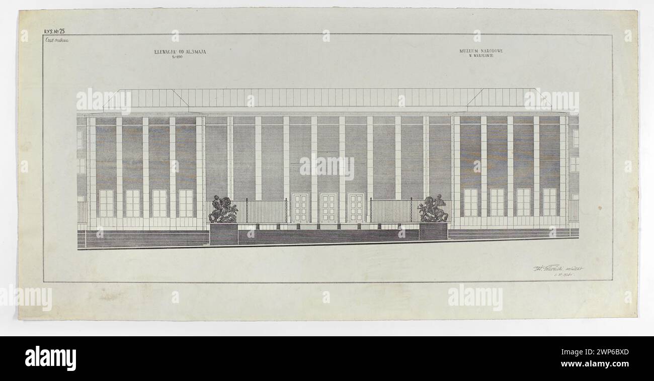 Warsaw national museum architecture tadeusz 1926 project facade scale 1 ...