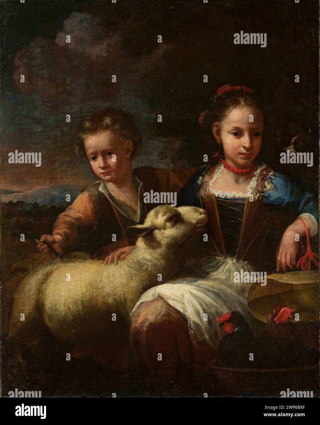 Children with a lamb; 18th century (1700-00-00-1799-00-00);lambs ...