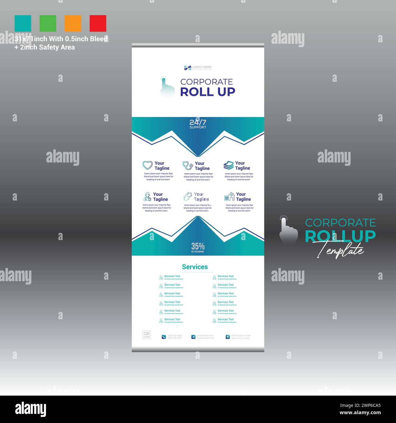 4 colored vector made roll up banner design for corporate and any best ...