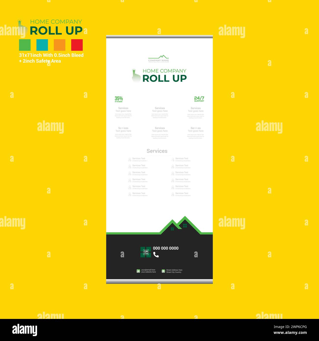 4 colored vector made roll up banner design for home and building ...