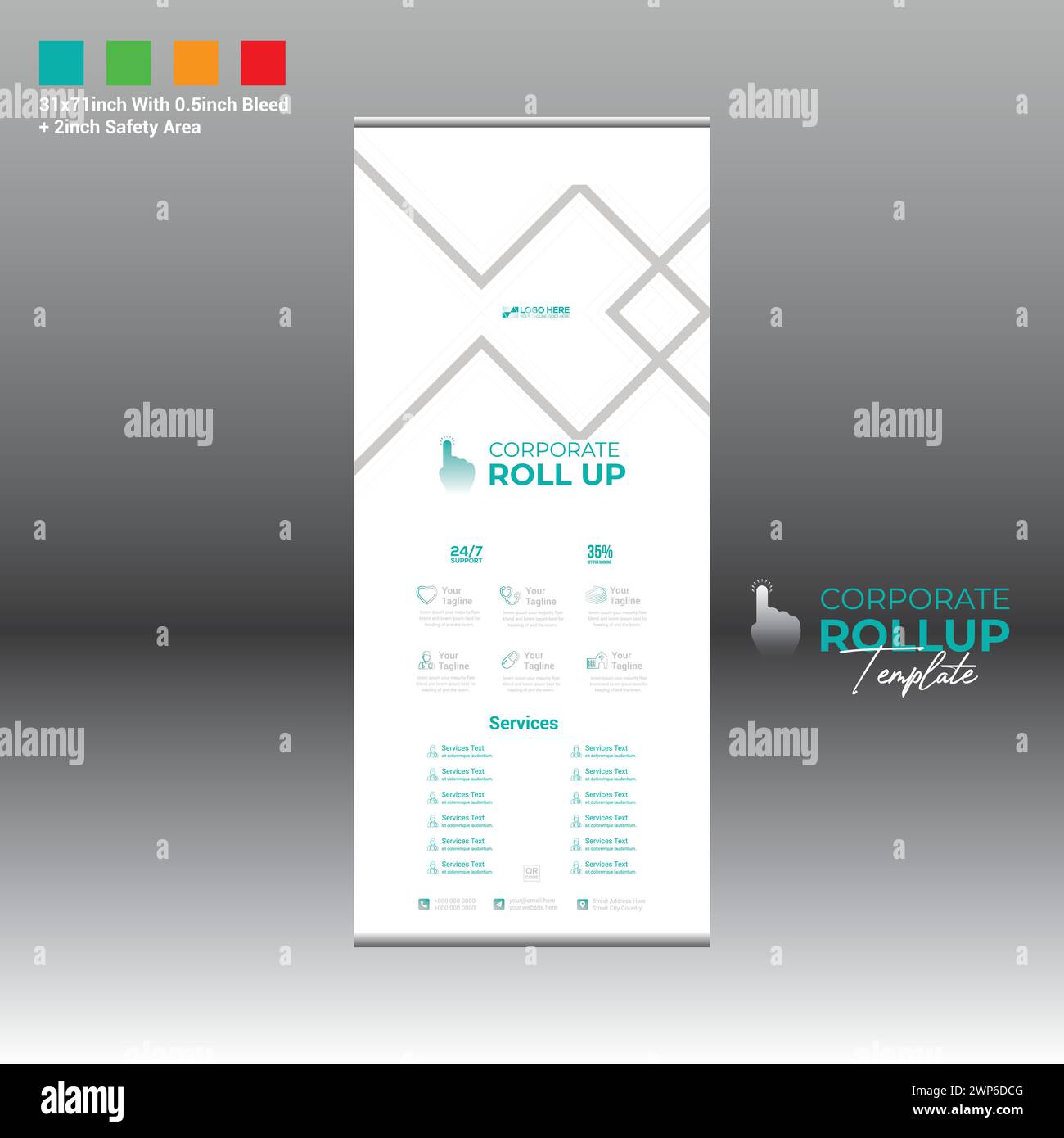 4 colored vector made roll up banner design for corporate and any best ...