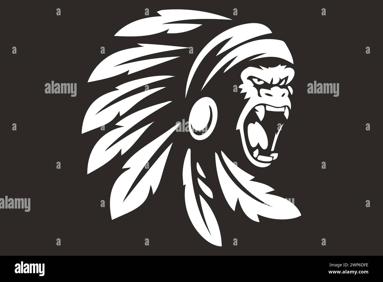 Tribal Apache Gorilla Vector Silhouette – Angry Monkey Head with ...