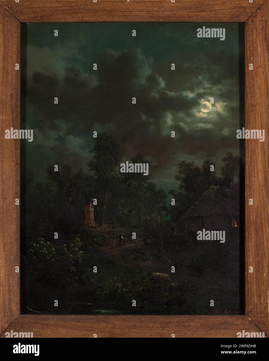 Landscape in the back of the book - night; Malinowski, Adam (1831-1892 ...