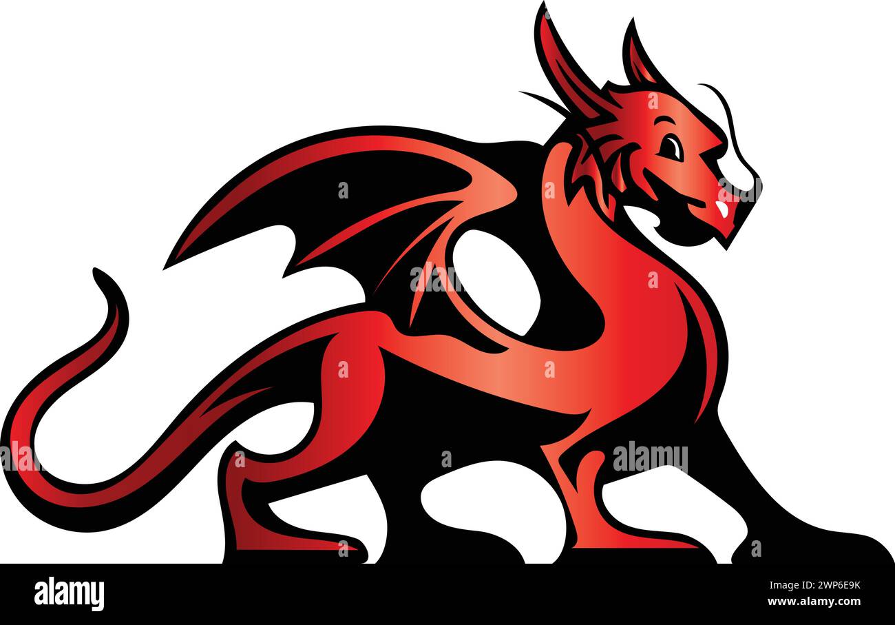 Red Dragon Mascot Vector Illustration for Esports and Team Logo Design ...