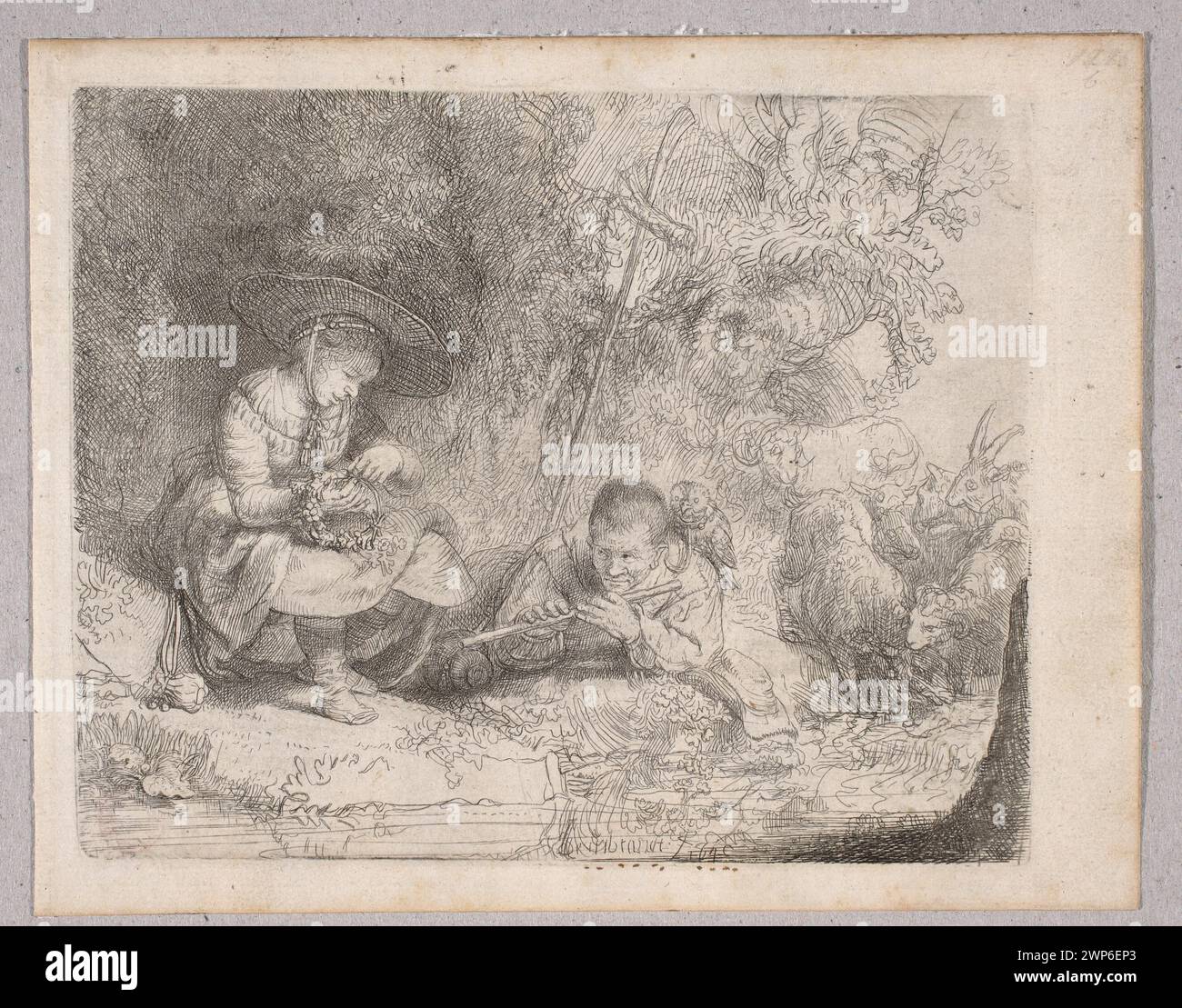 Shepherd playing the flute (view of the omval from the Midnight Mass ...