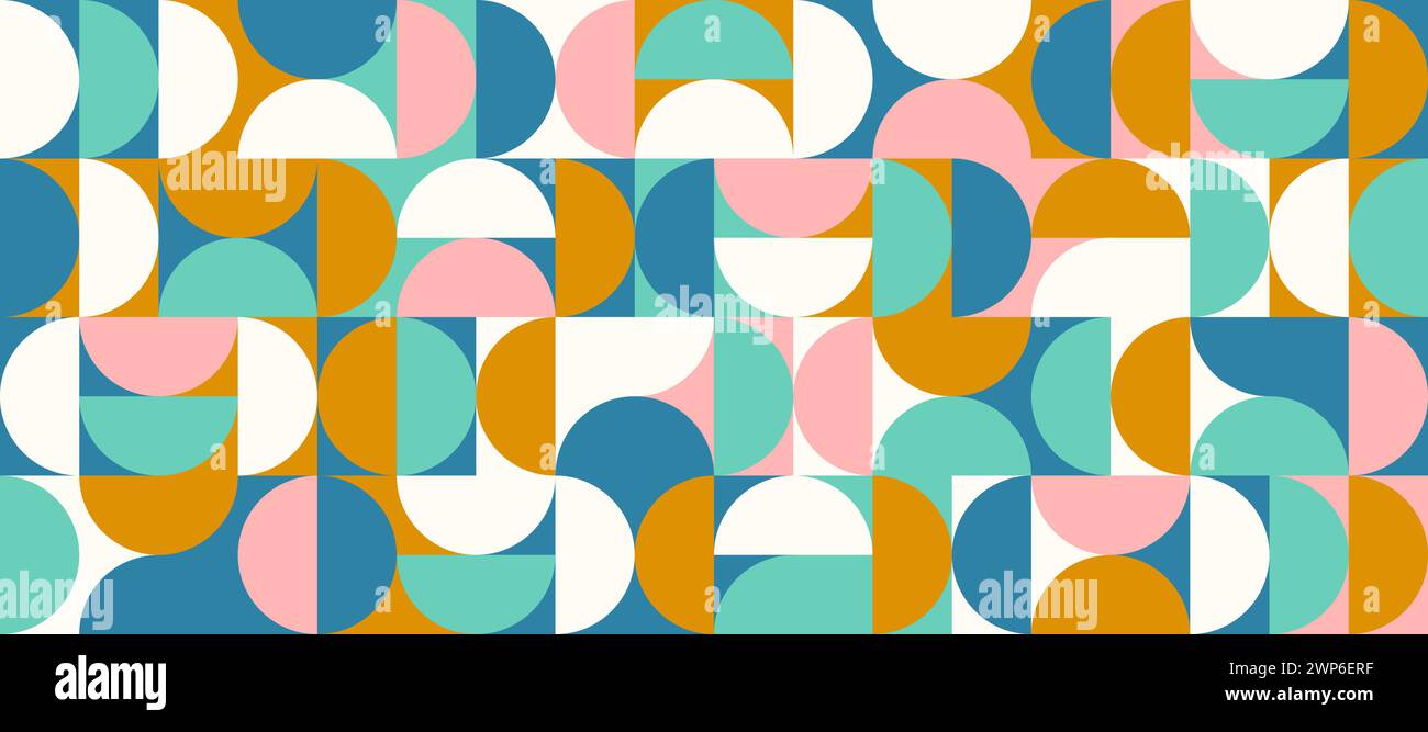 Bright semicircles seamless pattern. Abstract geometric half circles in ...
