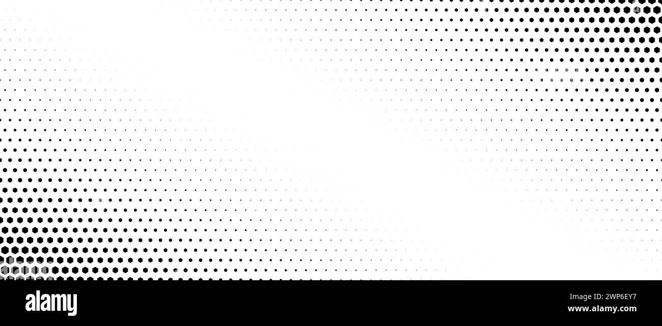 Hexagon corner halftone gradient texture. Diagonal black grunge hex ...