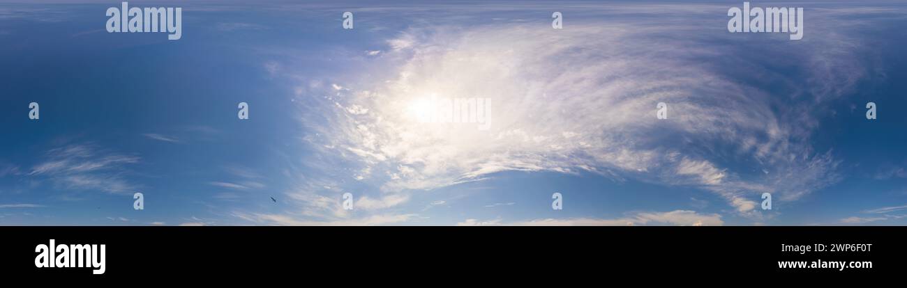 Blue summer 360 panorama of sky with clouds, no ground, in seamless ...