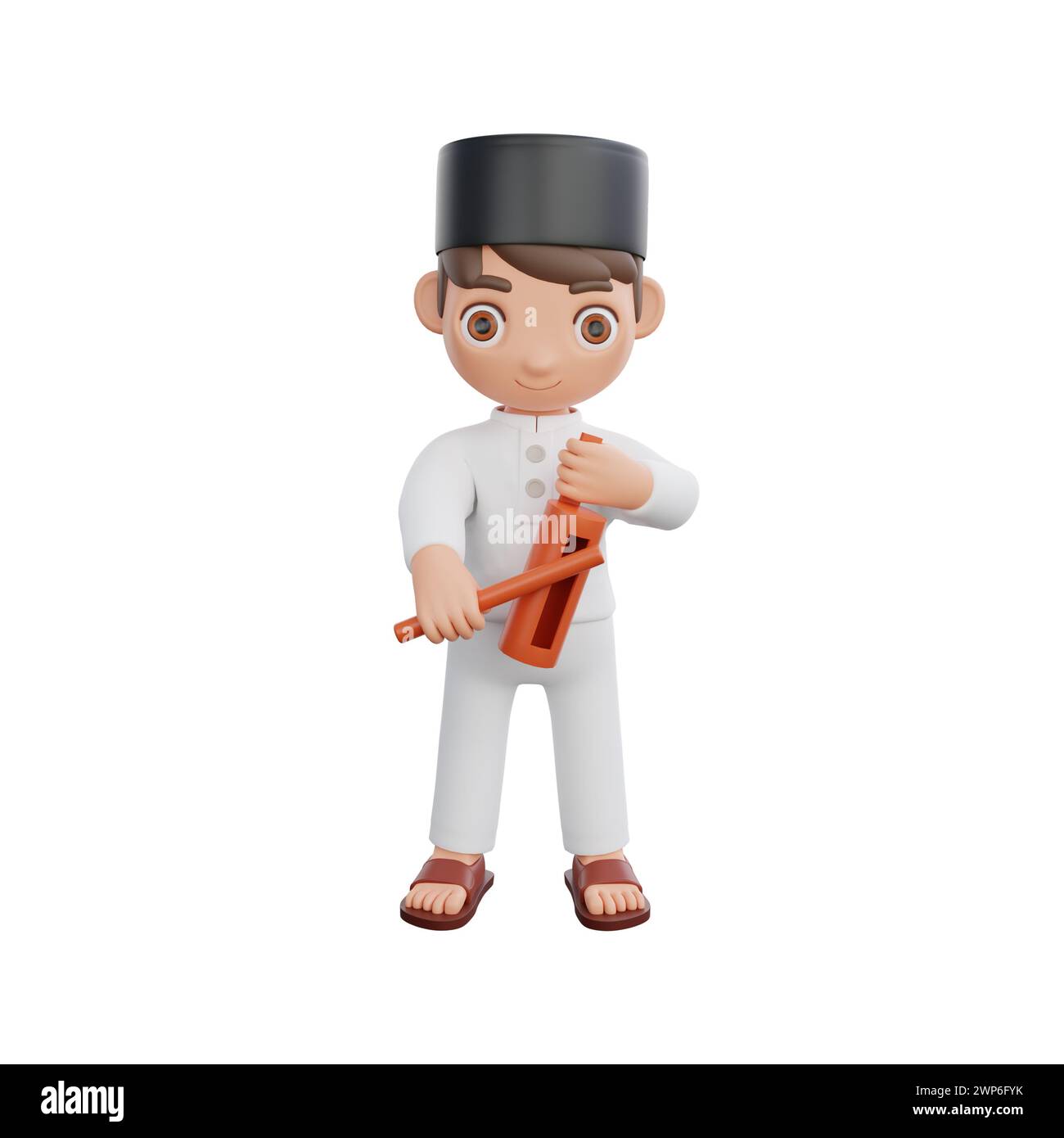3D Illustration of Muslim character waking up for Sahur, using ...