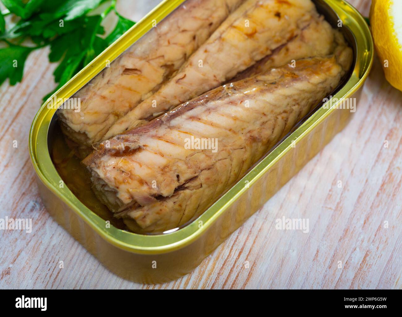 Close up of canned fish Stock Photo - Alamy