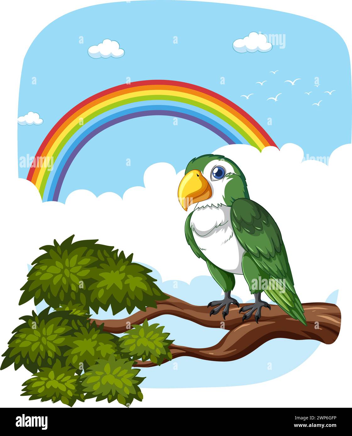 Vector illustration of a parrot with a vibrant rainbow Stock Vector ...