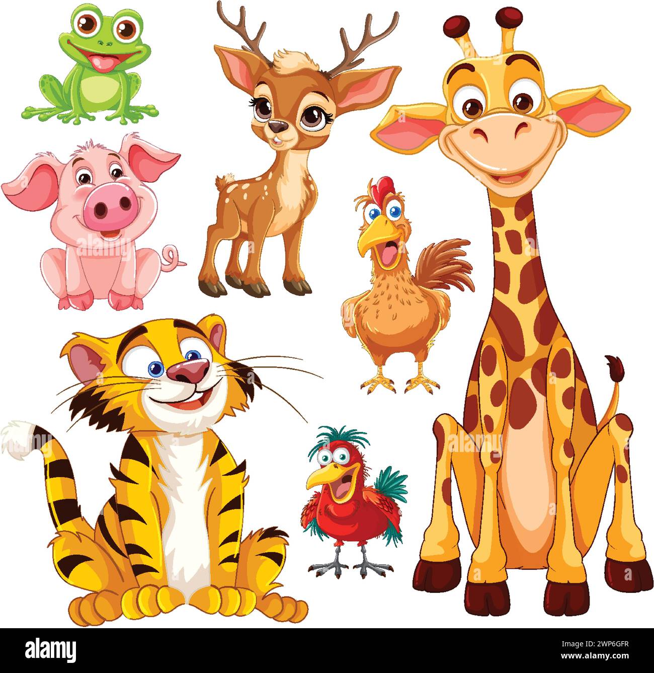 Assorted cute animals in a vibrant vector illustration Stock Vector ...