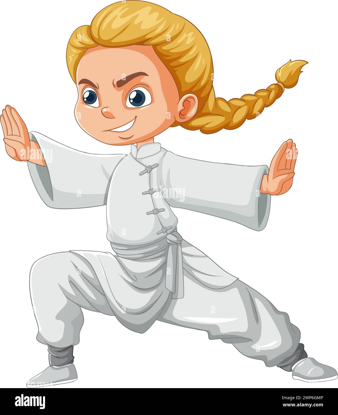 Cartoon girl practicing martial arts stance Stock Vector Image & Art ...
