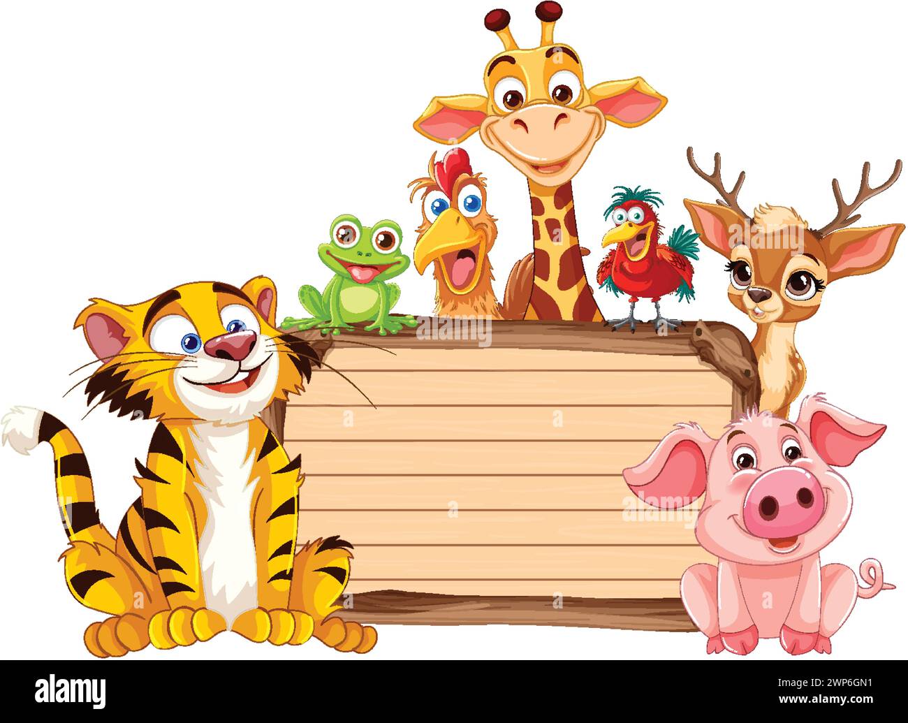 Colorful animals grouped around a wooden crate Stock Vector Image & Art ...
