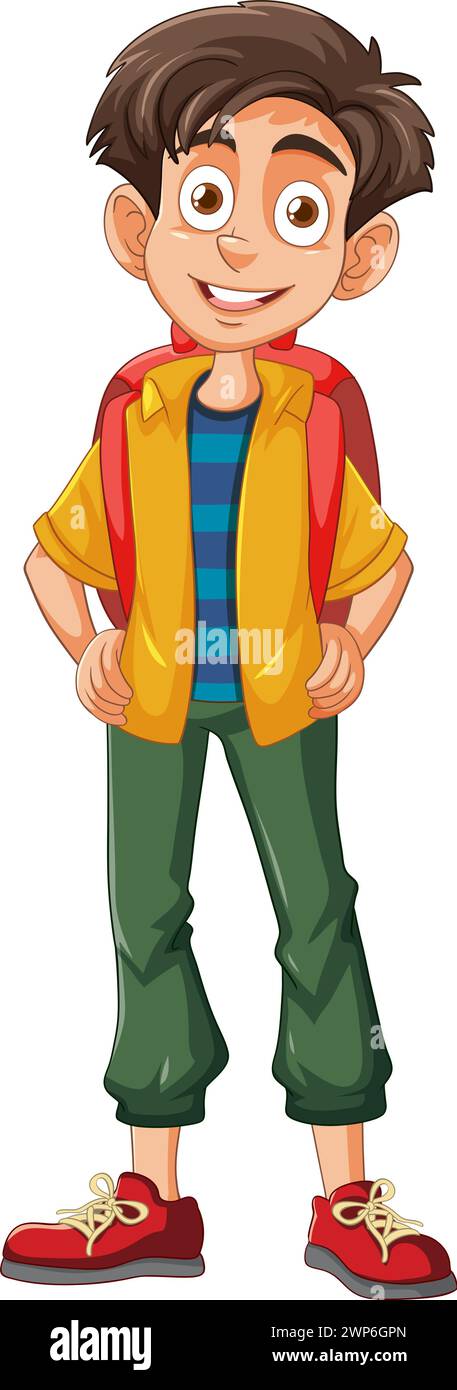Vector illustration of a happy, adventurous boy Stock Vector Image ...