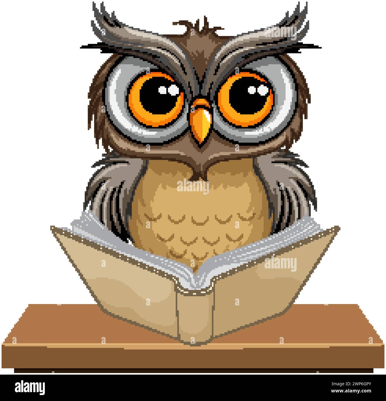 Cartoon owl engrossed in reading a book Stock Vector Image & Art - Alamy