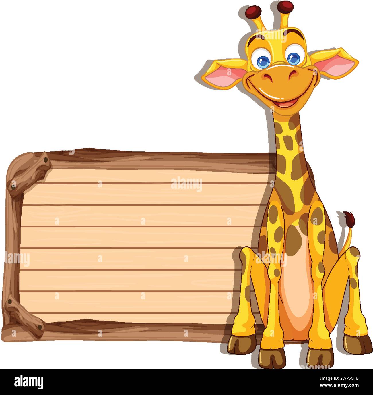 Vector illustration of a giraffe beside a sign Stock Vector Image & Art ...