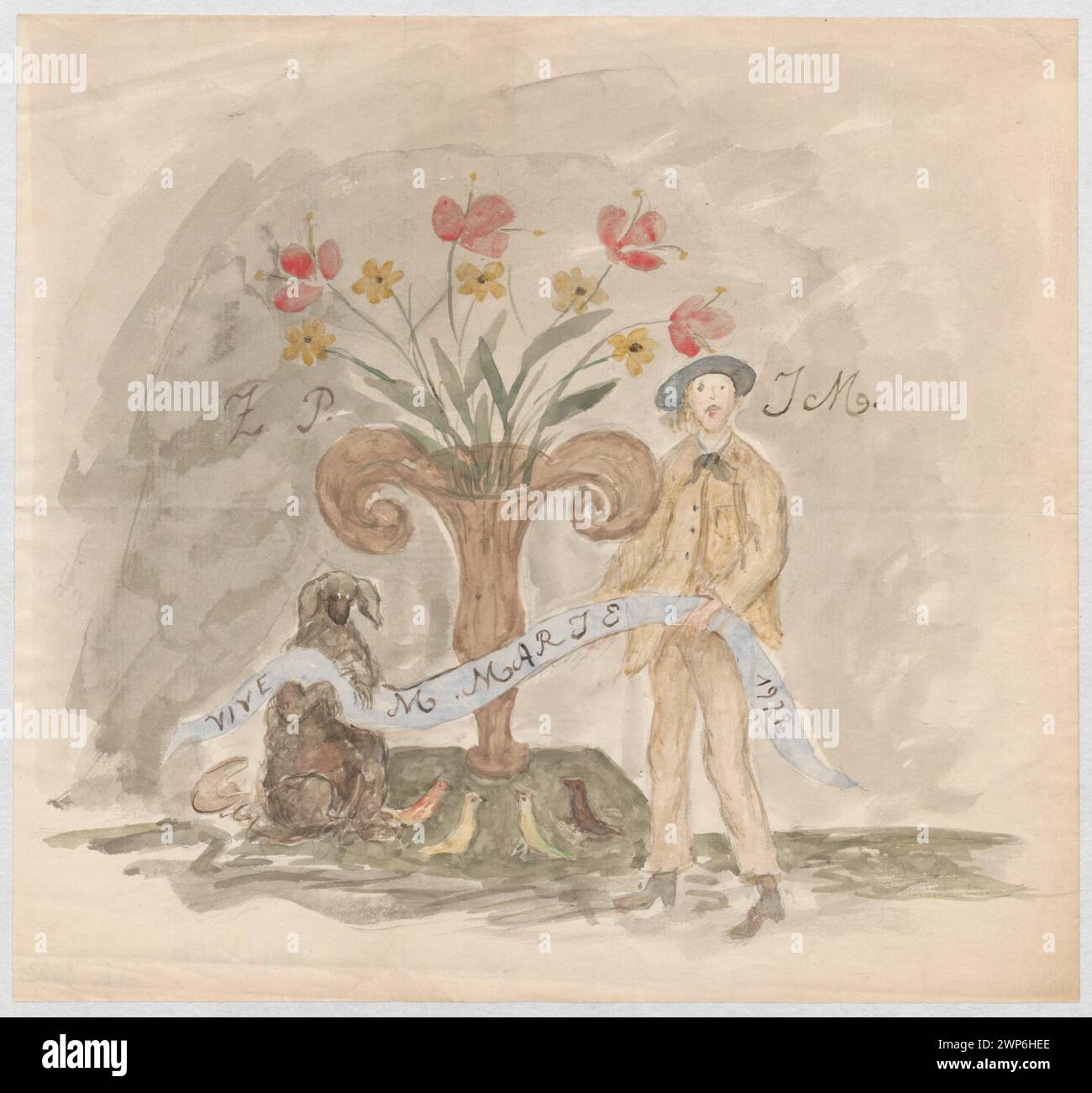 Drawing (laurel) name day for Maria Mickiewiczówna, with the artist's ...