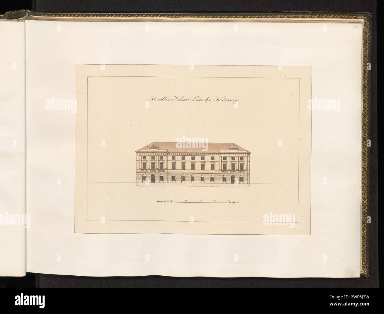 This 1837 print shows the facade of the Crown Guard Barracks pavilion ...