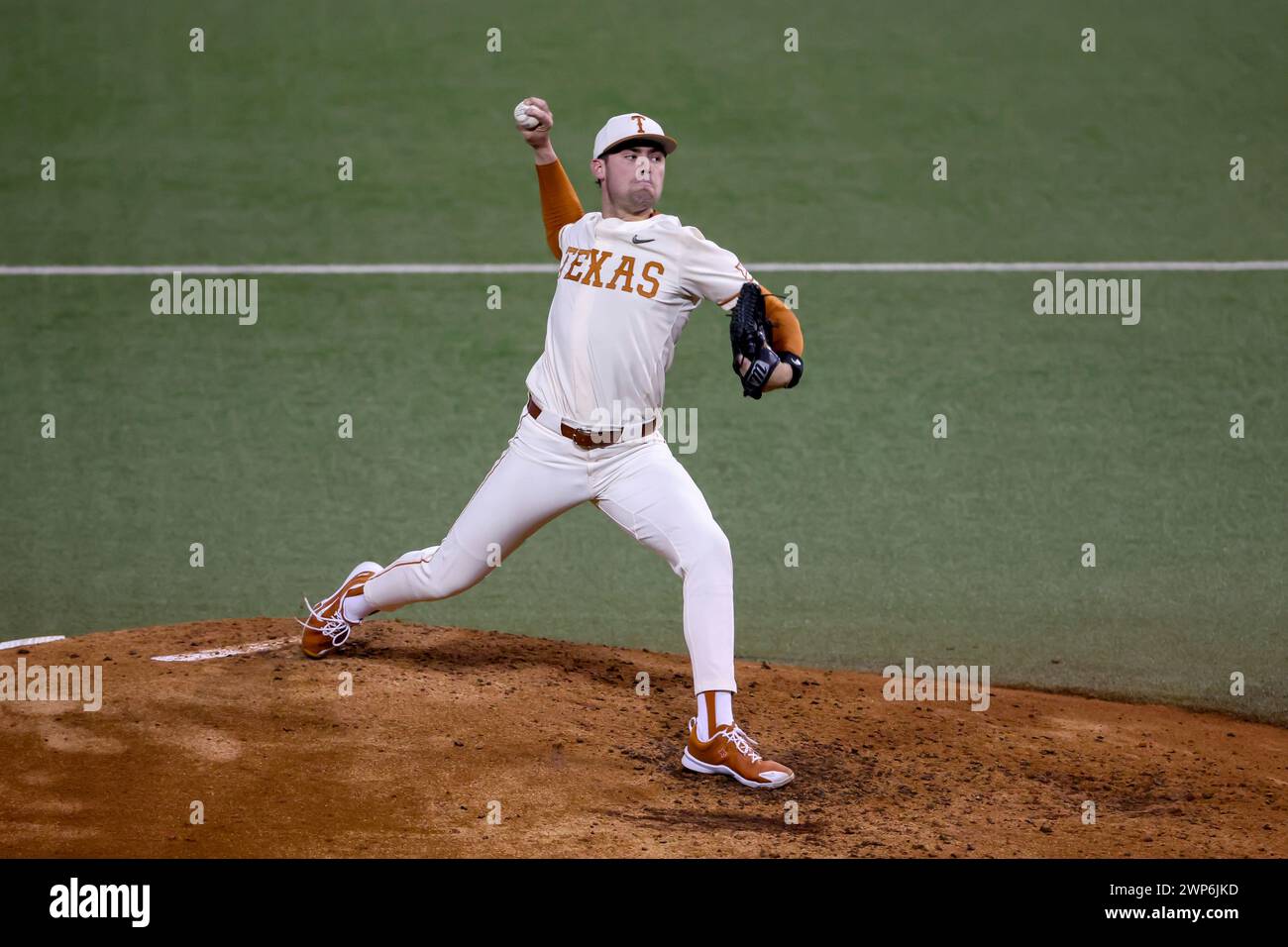 AUSTIN, TX - MARCH 05: Texas pitcher Tanner Witt (11) pitches the ball ...