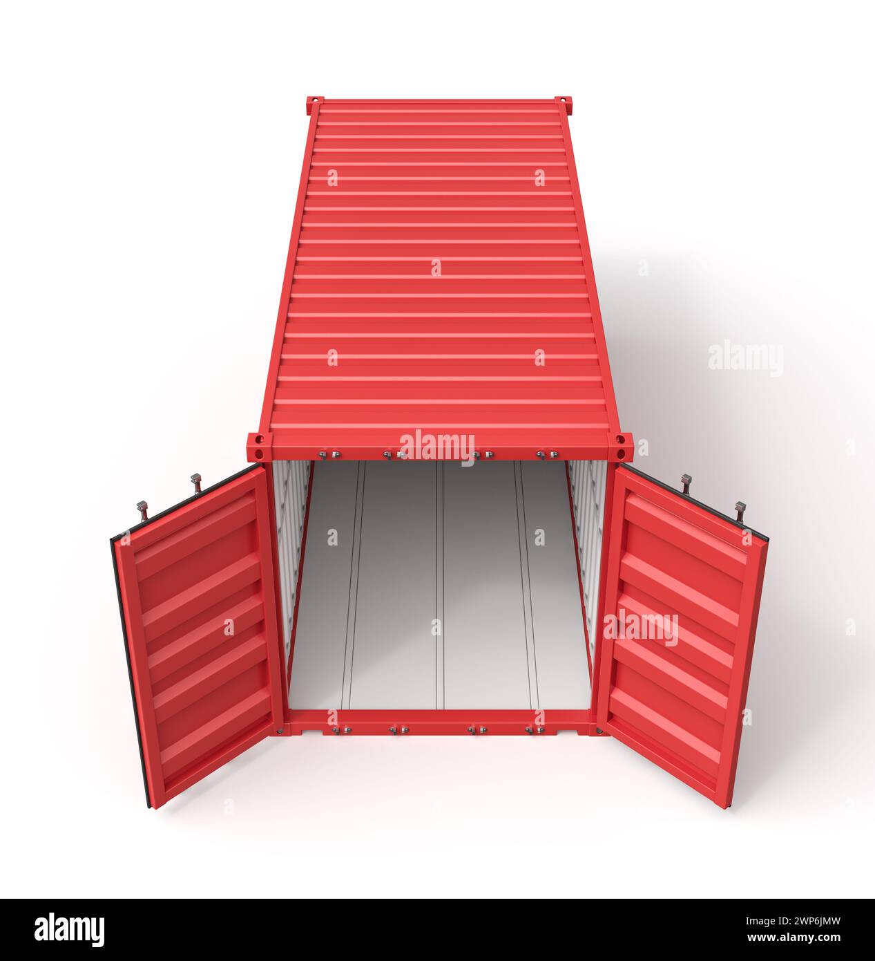 3d rendering of open red shipping container isolated on white background Stock Photo - Alamy