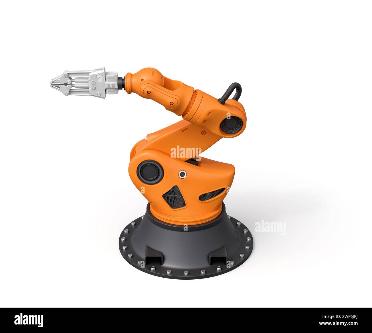 3d rendering of orange robotic arm isolated on white background Stock ...