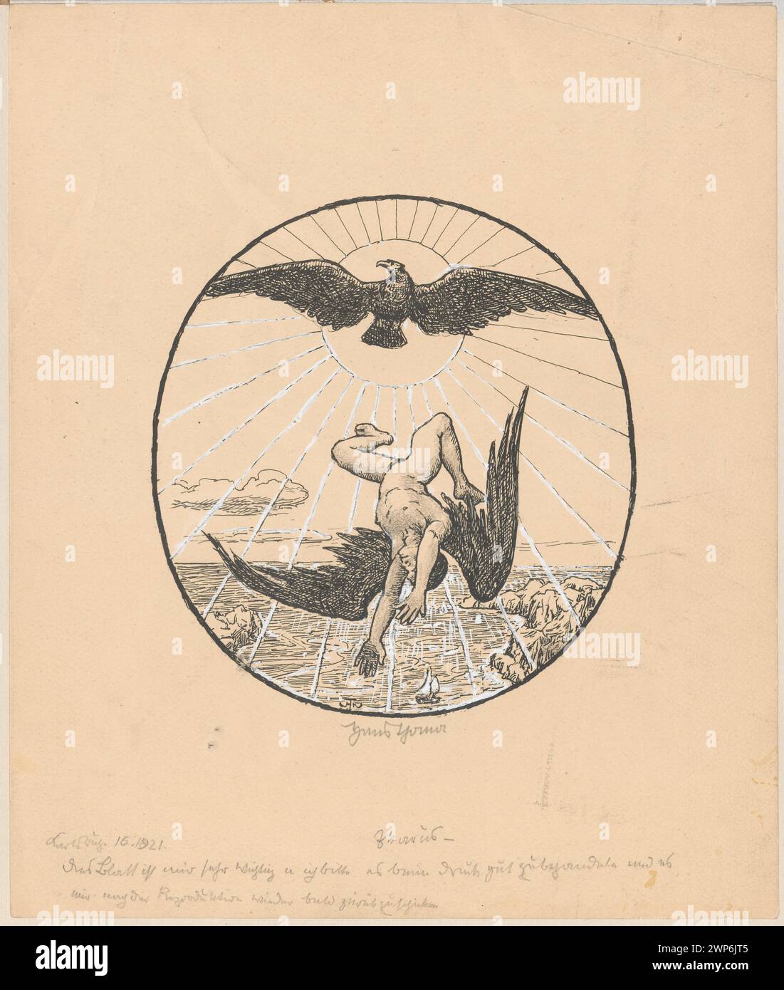 Icarus fall; Thoma, Hans (1839-1924); 1921 (1921-00-00-1921-00-00);Ikar ...