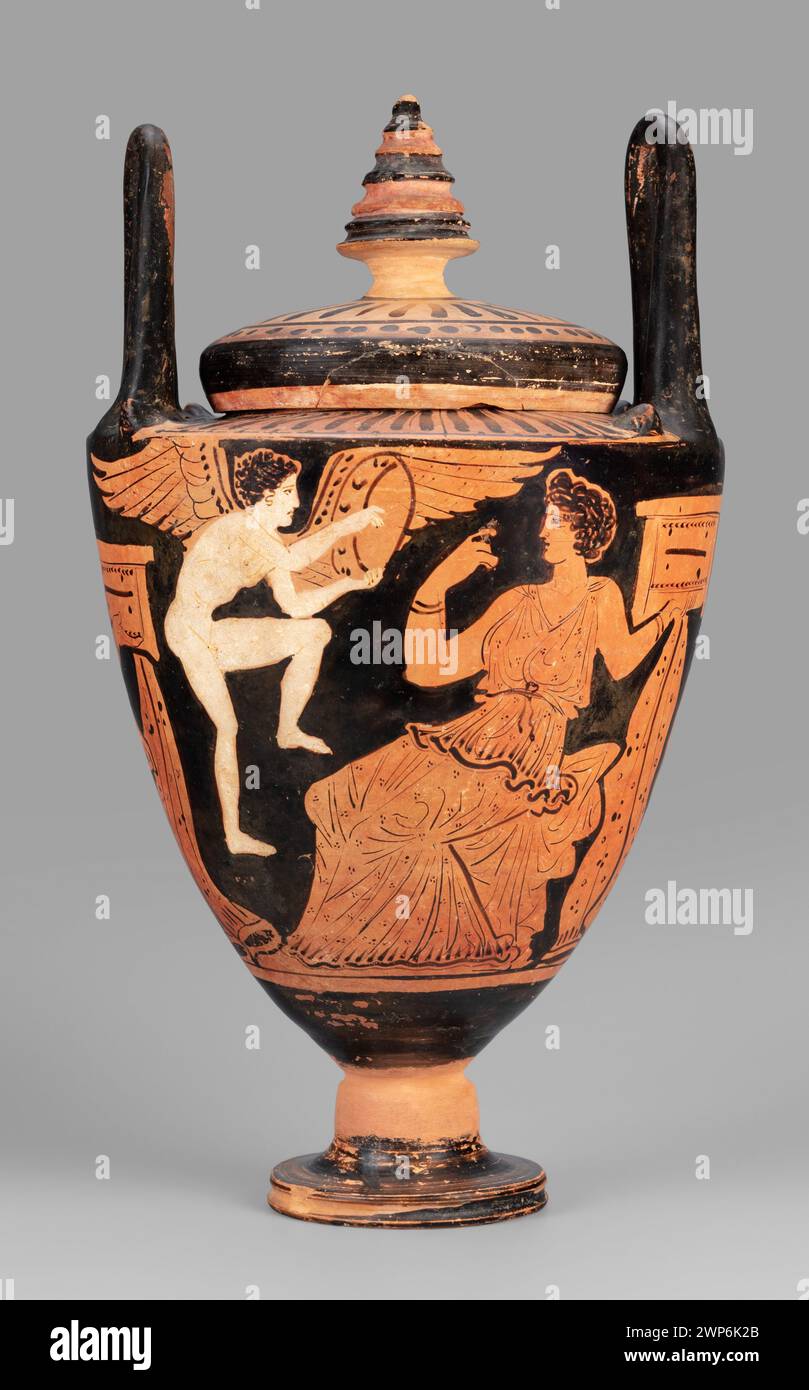 Lebes Gamikos, a Greek vessel from around 335 BC, depicts a woman and ...