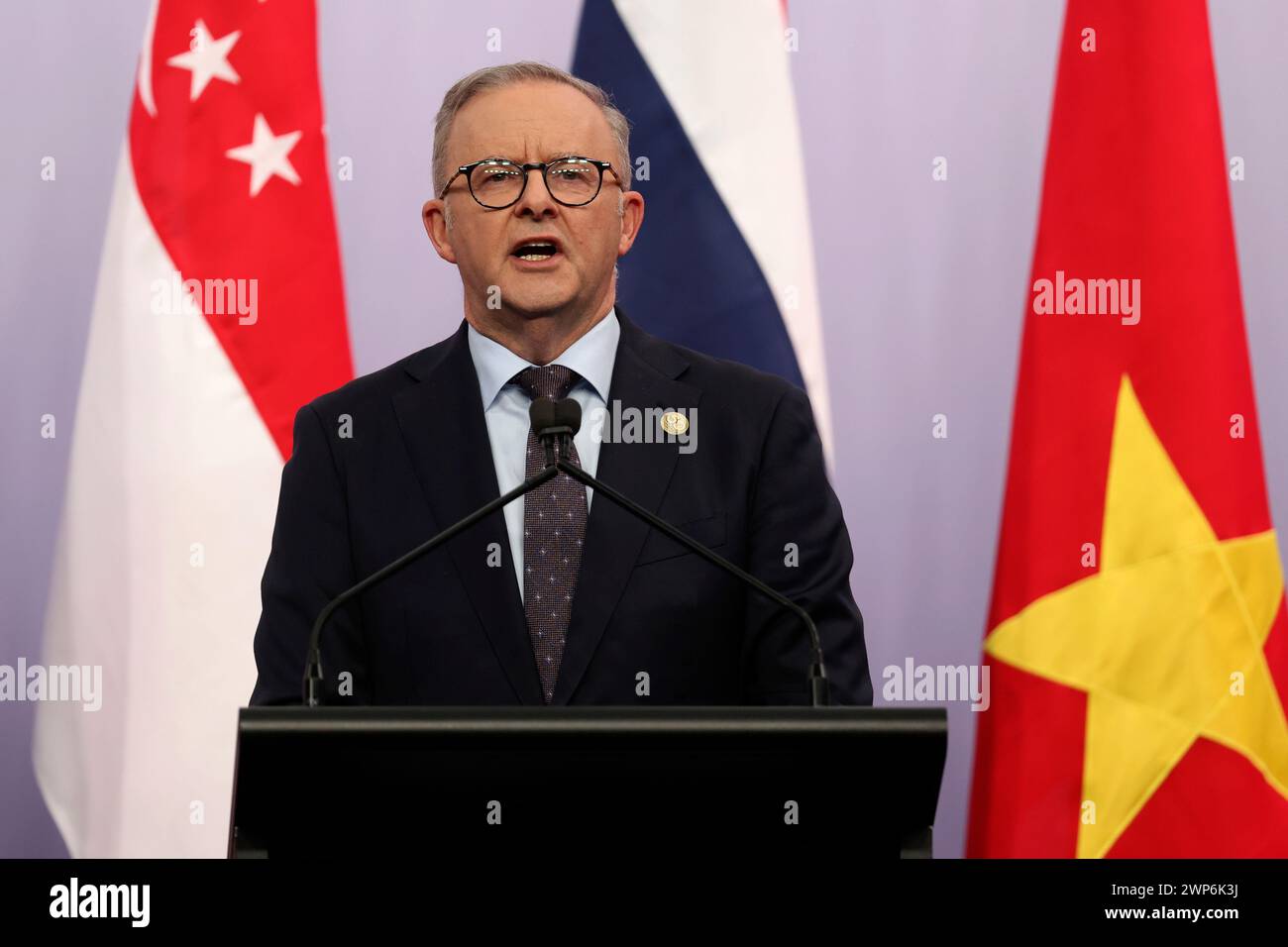 Australian Prime Minister Anthony Albanese speaks at a joint press ...