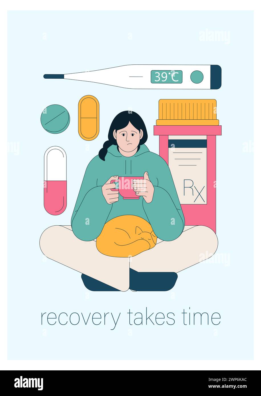 Get well soon card. Positive and motivational poster with greeting ...