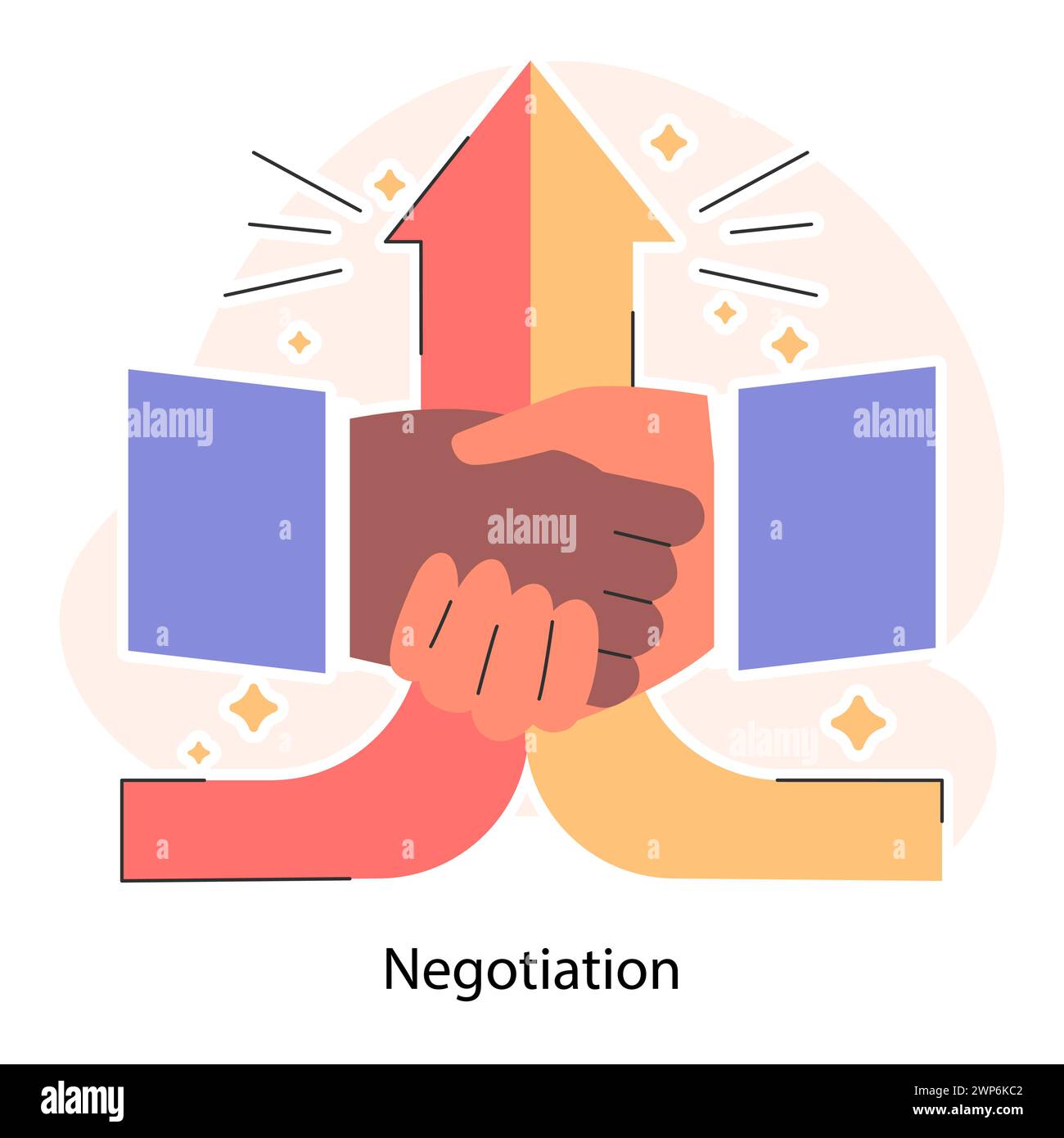 Negotiations. Employees finding consensus. Negotiation handshake ...
