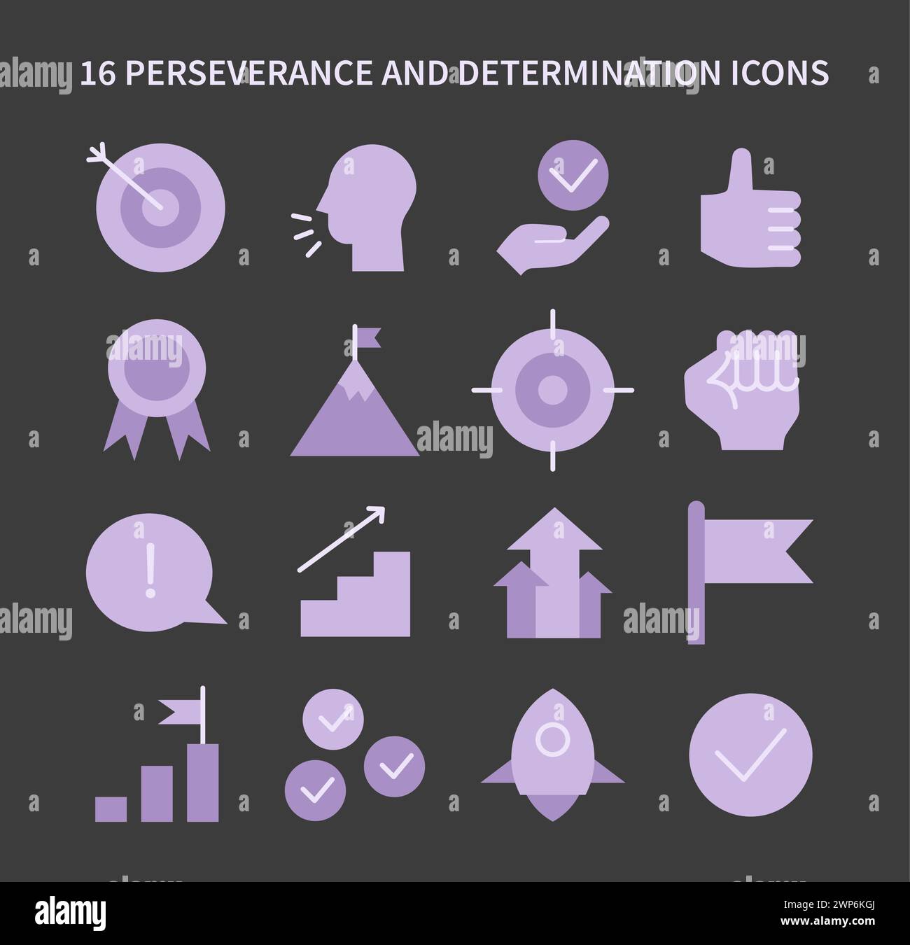 Perseverance and Determination icon set. A collection of symbols ...