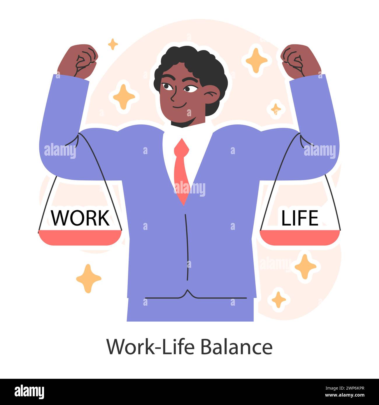 Work-life balance. Man skillfully balancing work and life. Prioritizing ...