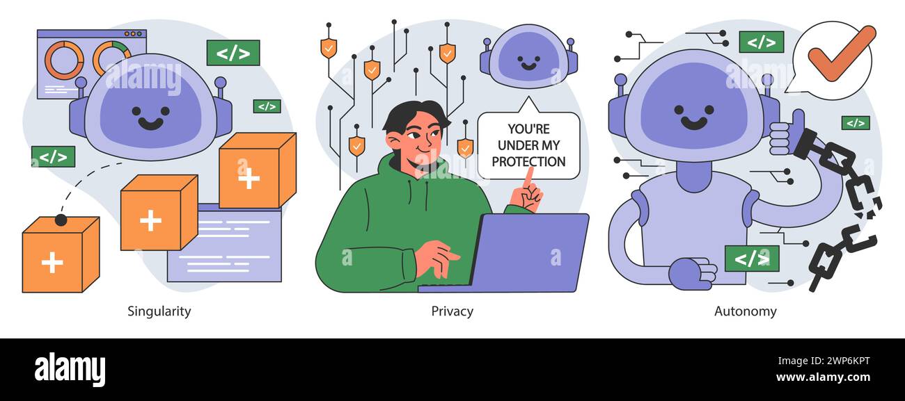 AI ethics set. Artificial intelligence alignment and regulation ...