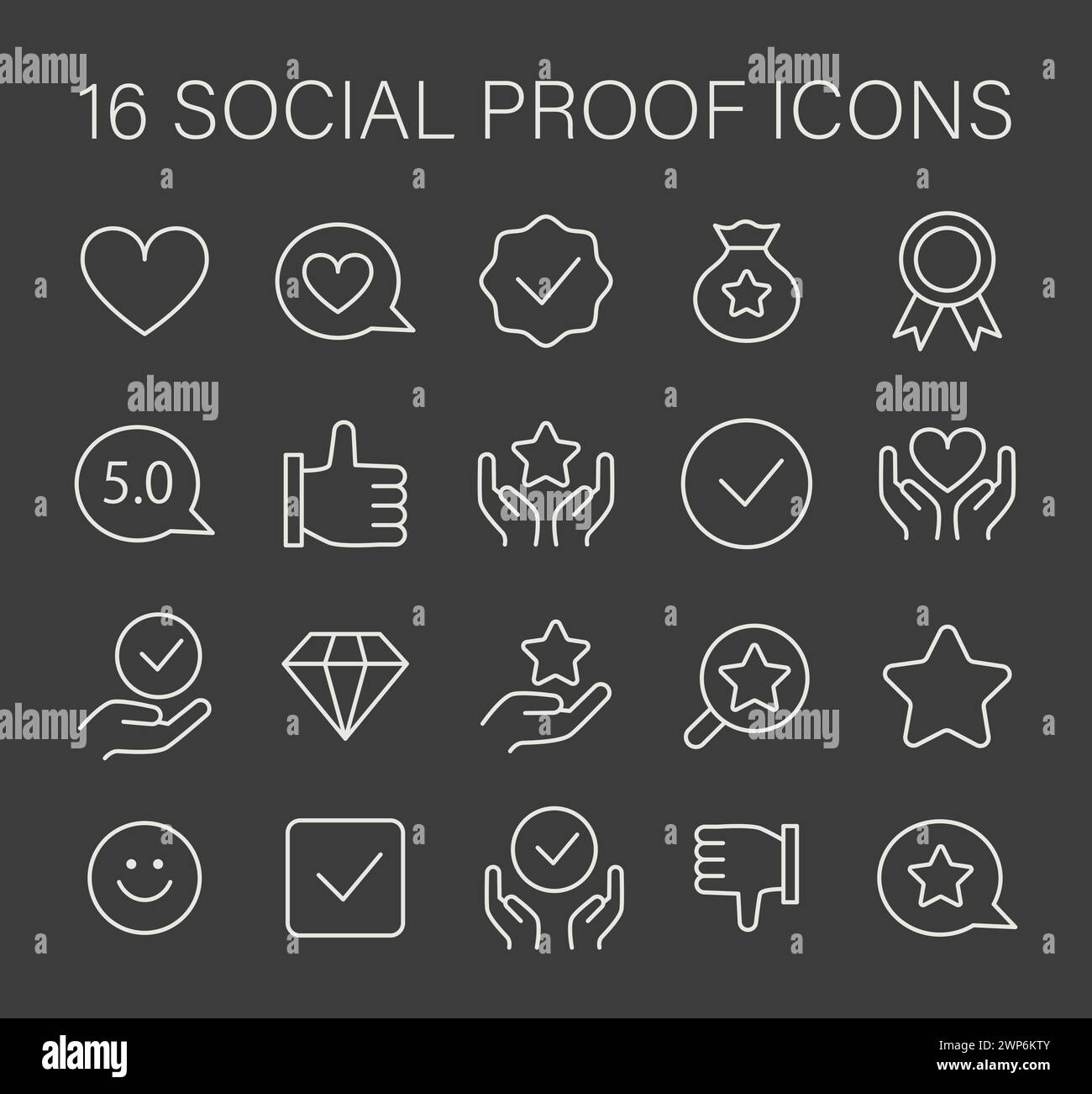 Social Proof concept icons set. Trust-building icons for credibility ...