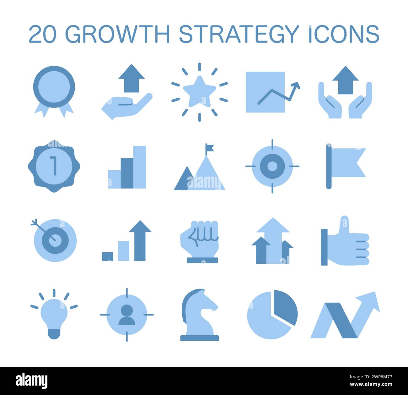 Growth Strategy Icons set. Essential elements for corporate advancement ...