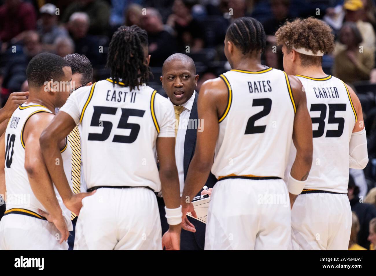 Missouri head coach Dennis Gates talks with his team during the first ...