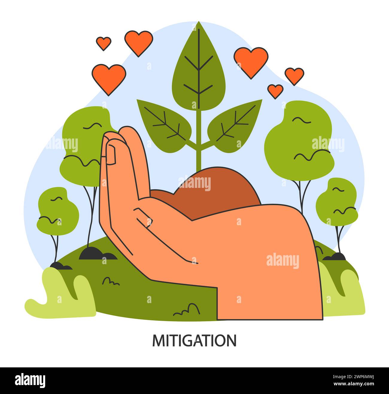 Restoration of biosphere. Reforestation program. Planting trees ...
