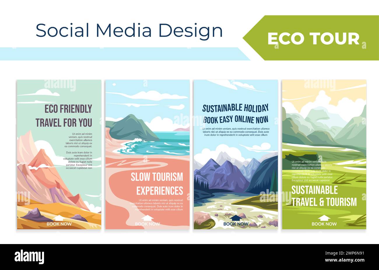 Social media story set with eco tours package Stock Vector Image & Art ...