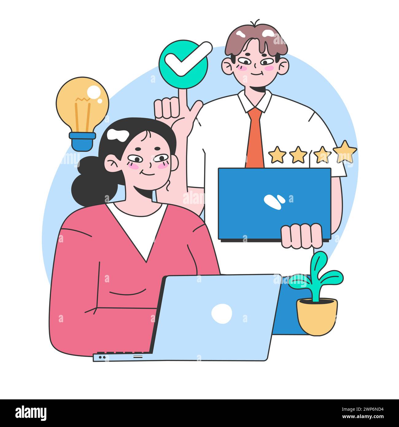 Teamwork success concept. Energetic professionals with laptops ...