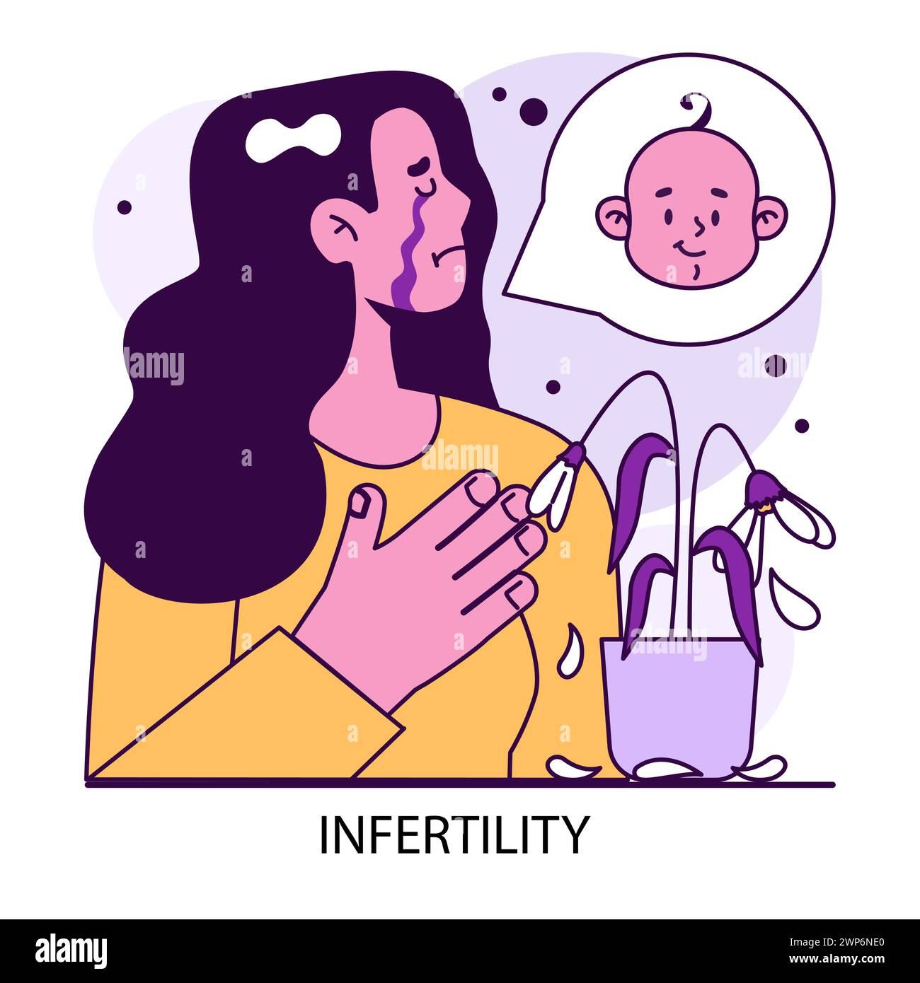 Infertility. Crying woman thinking about baby loss. Infertility and miscarriage. Reproductive ...