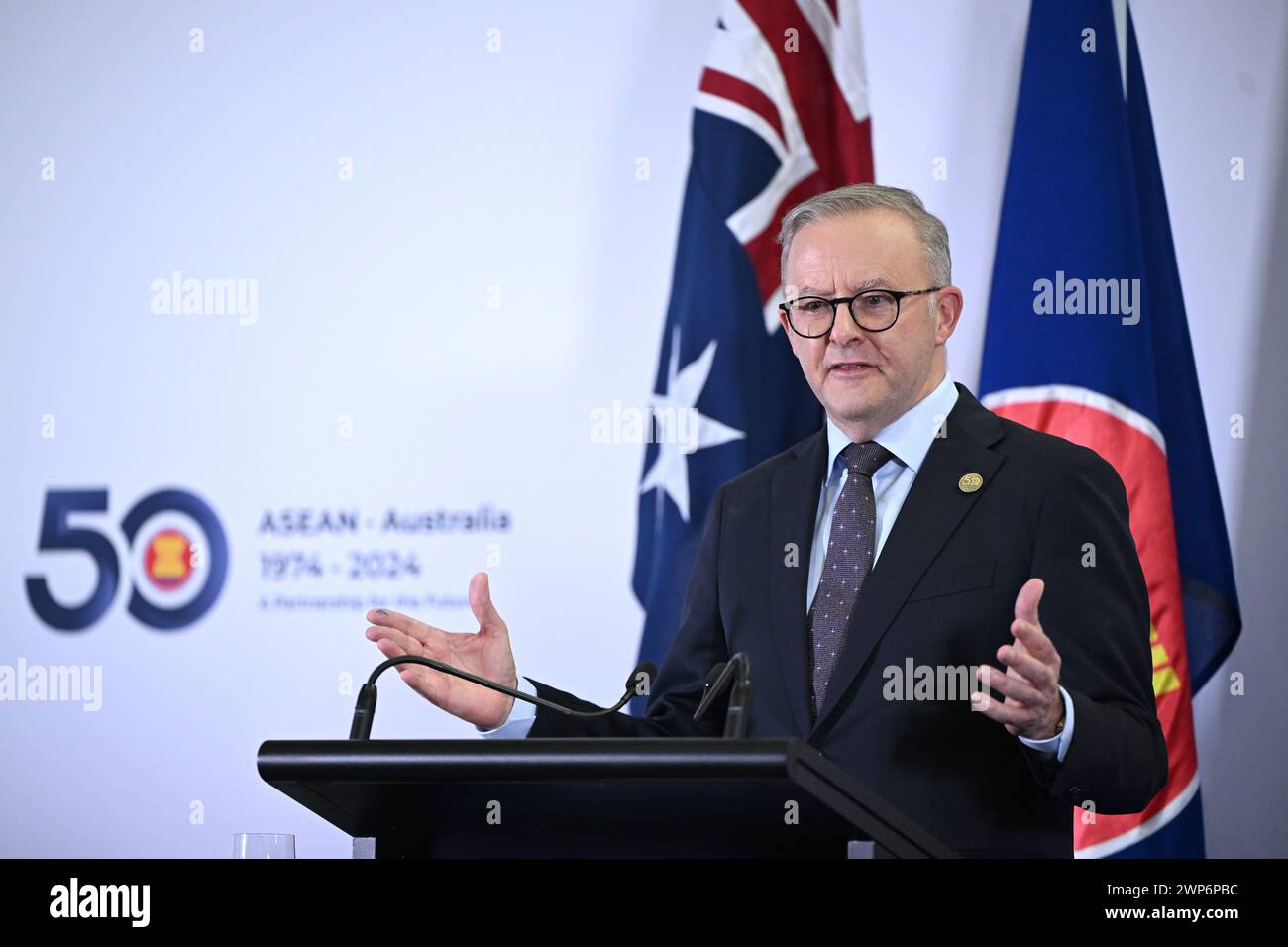 Melbourne, Australia. 06th Mar, 2024. Australian Prime Minister Anthony Albanese speaks during a ...