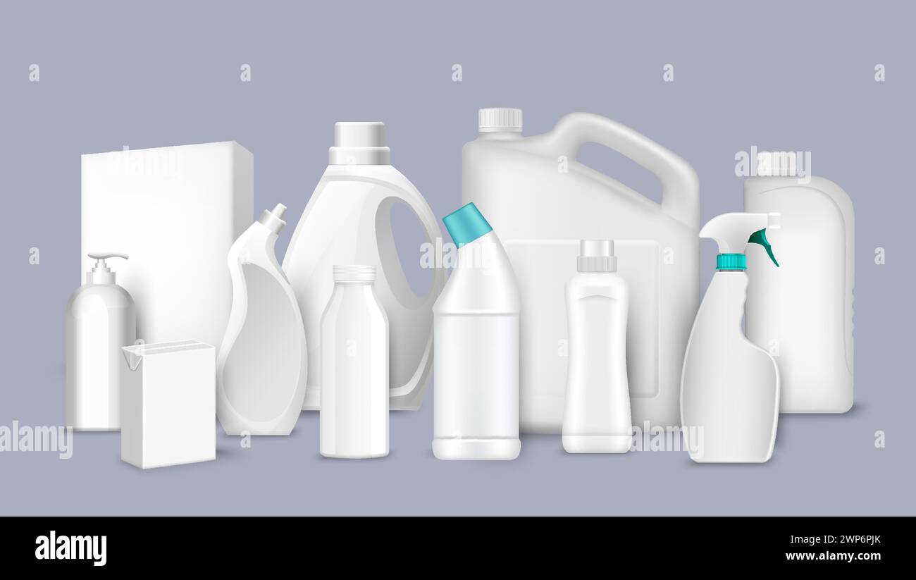Cleaning bottles, packs and containers mockup set Stock Vector Image ...