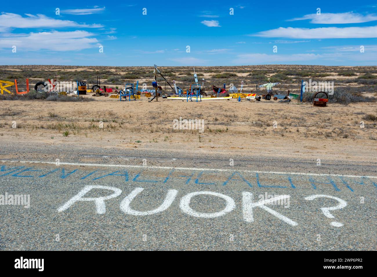 R u OK? Are you Okay? sign on the road to promote mental health ...