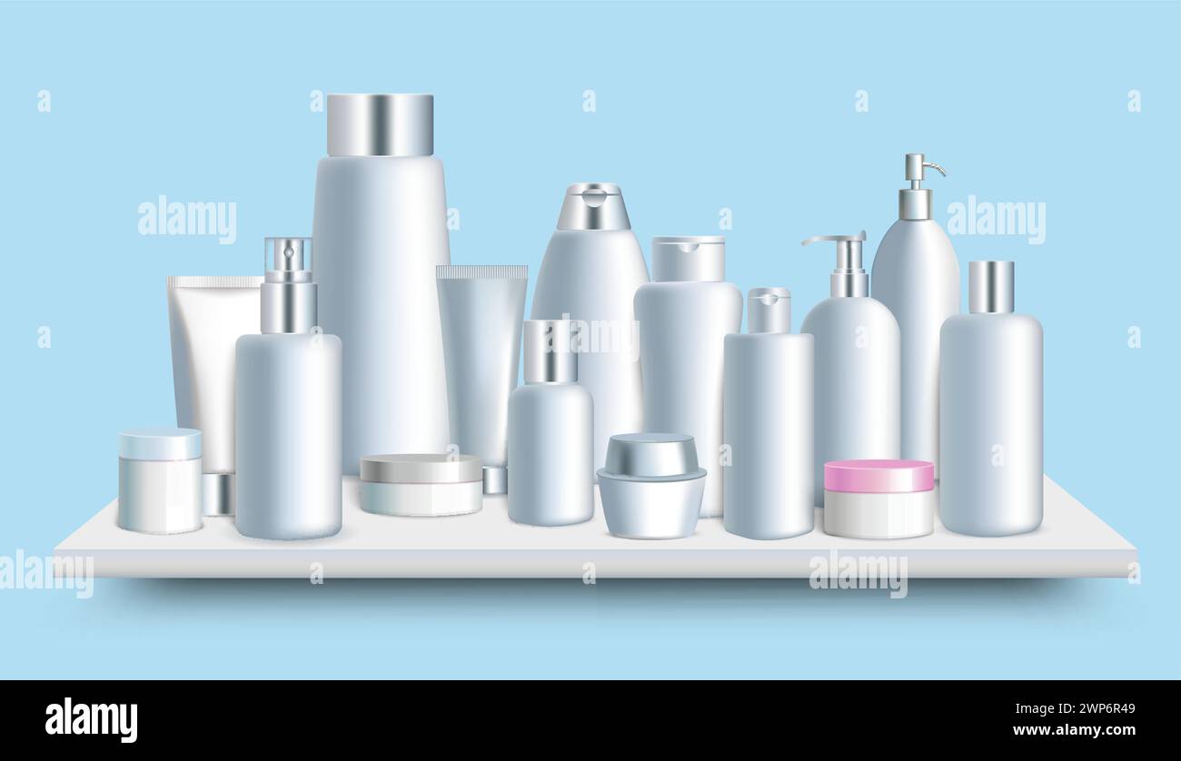 Plastic cosmetics bottles set realistic vector illustration Stock ...