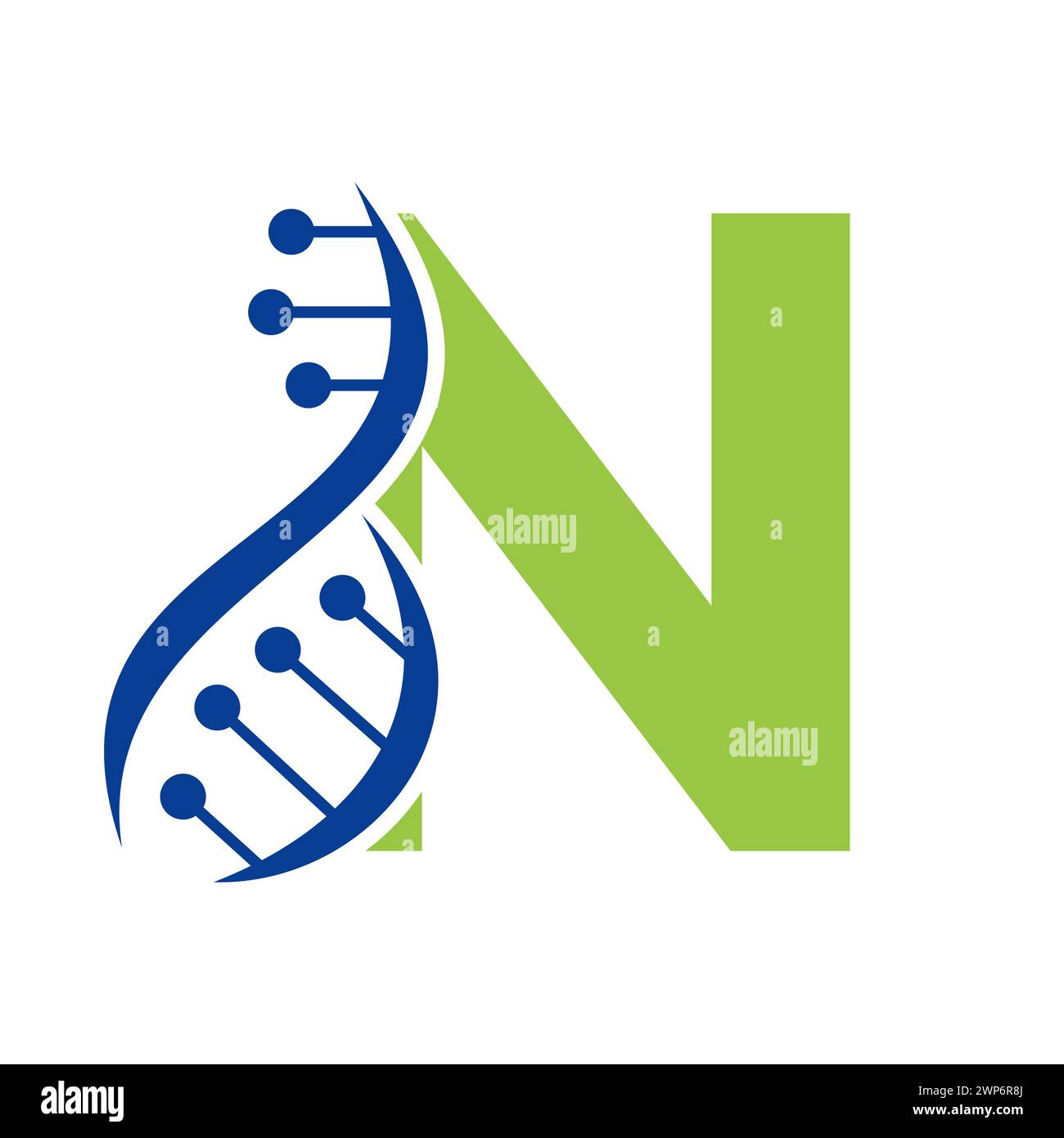 Initial DNA Logo On Letter N Vector Template For Healthcare Symbol ...